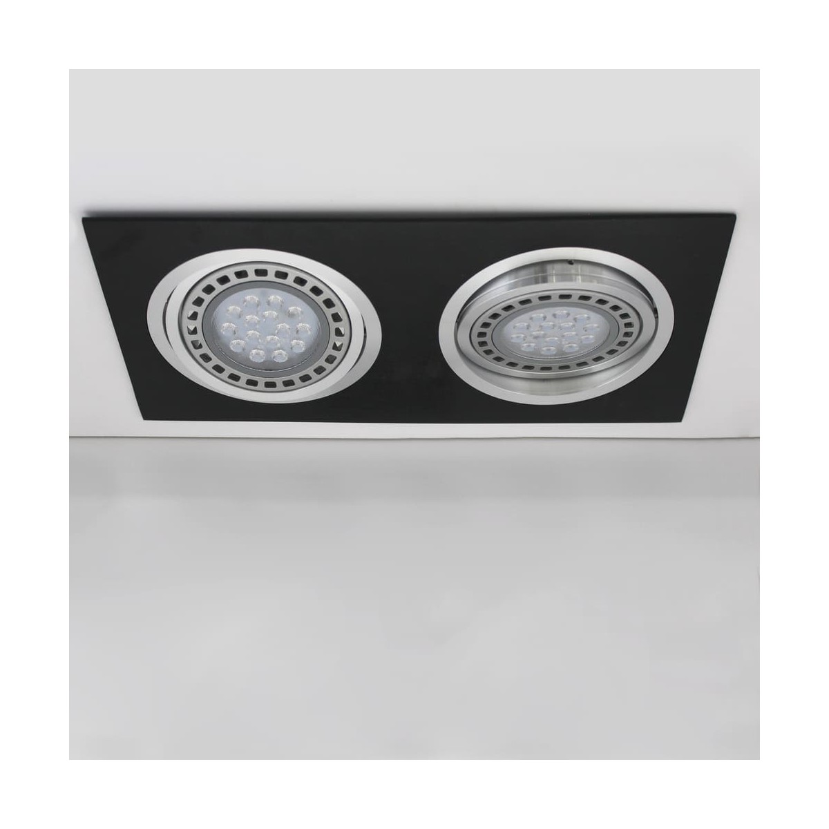 Helium QR111 Double Recessed Light Black - CristalRecord LED Lighting