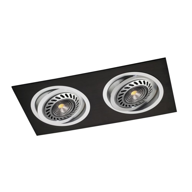 Helium QR111 Double Recessed Light Black - CristalRecord LED Lighting
