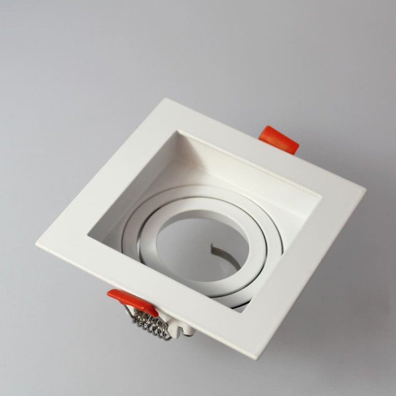 Akrah recessed spotlight, square white with bulb replacement from the front