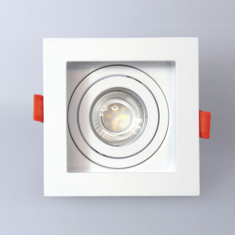 Akrah recessed spotlight, square white with bulb replacement from the front