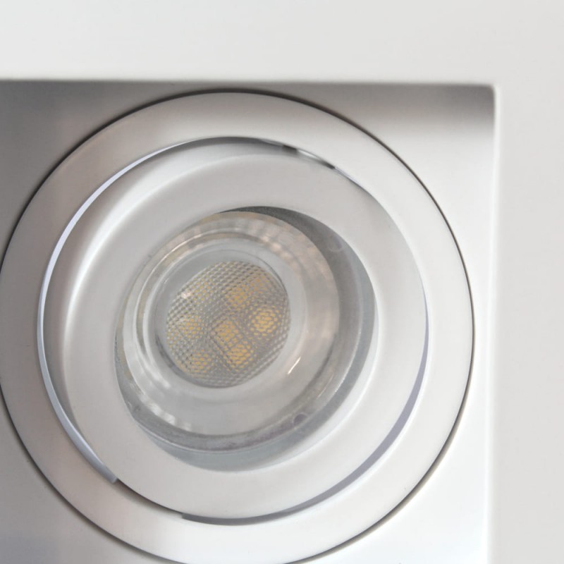 Akrah recessed spotlight, square white with bulb replacement from the front