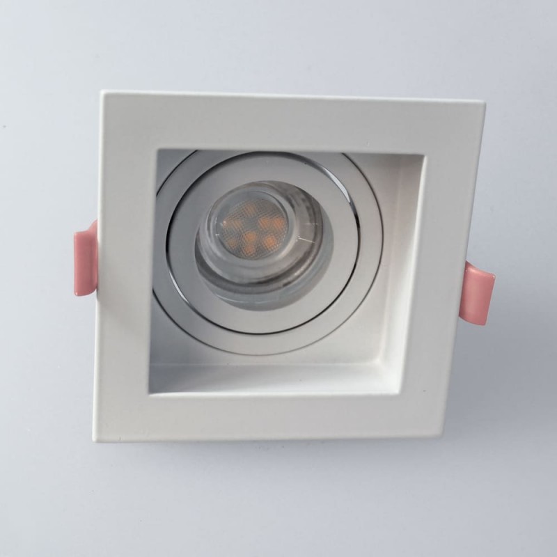 Akrah recessed spotlight, square white with bulb replacement from the front
