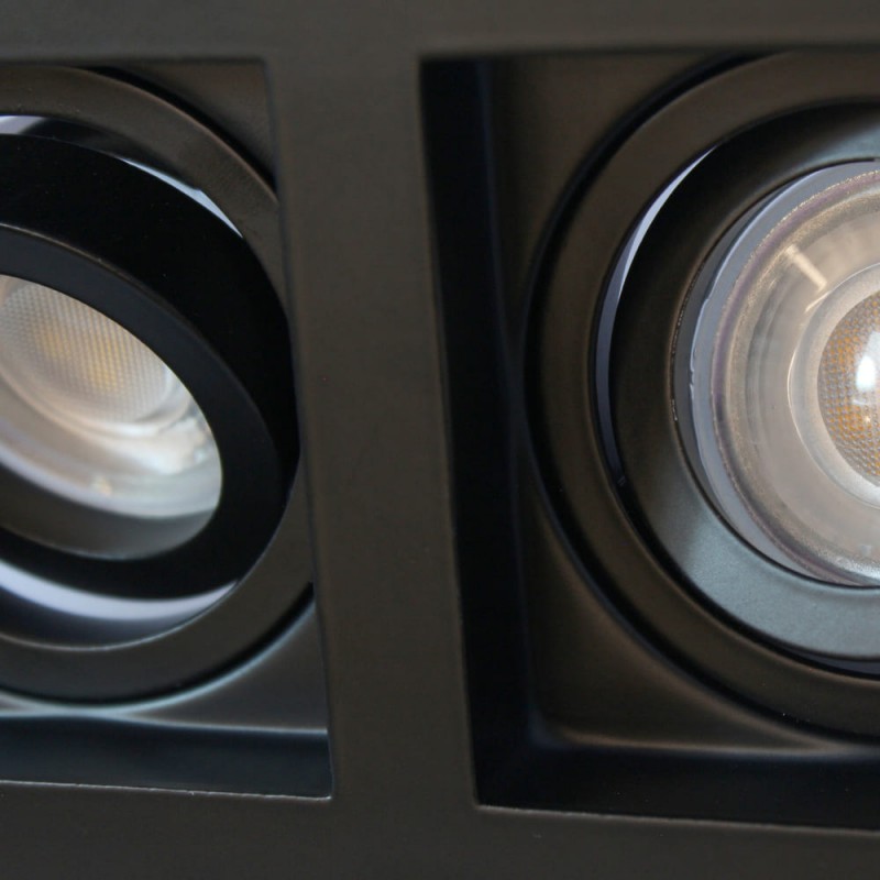 Akrah recessed spotlight, rectangular black with bulb replacement from ...