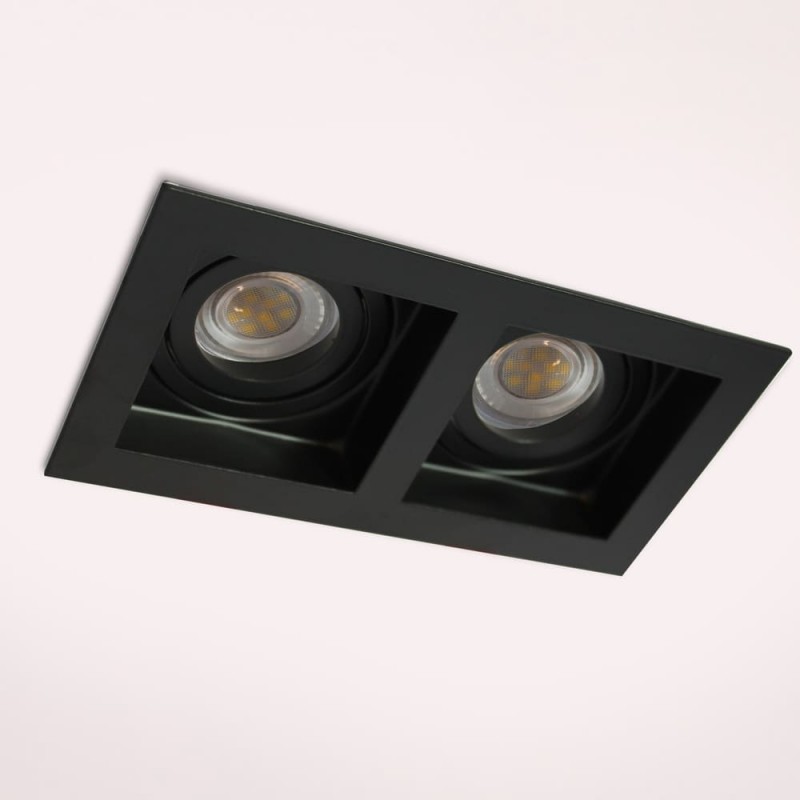 Akrah recessed spotlight, rectangular black with bulb replacement from ...