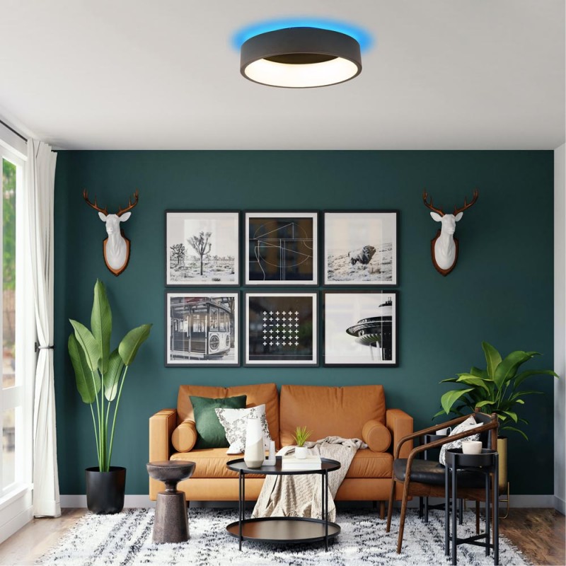 LED Flush Light Siena Black 30W 2100Lm 3CCT RGB - CristalRecord