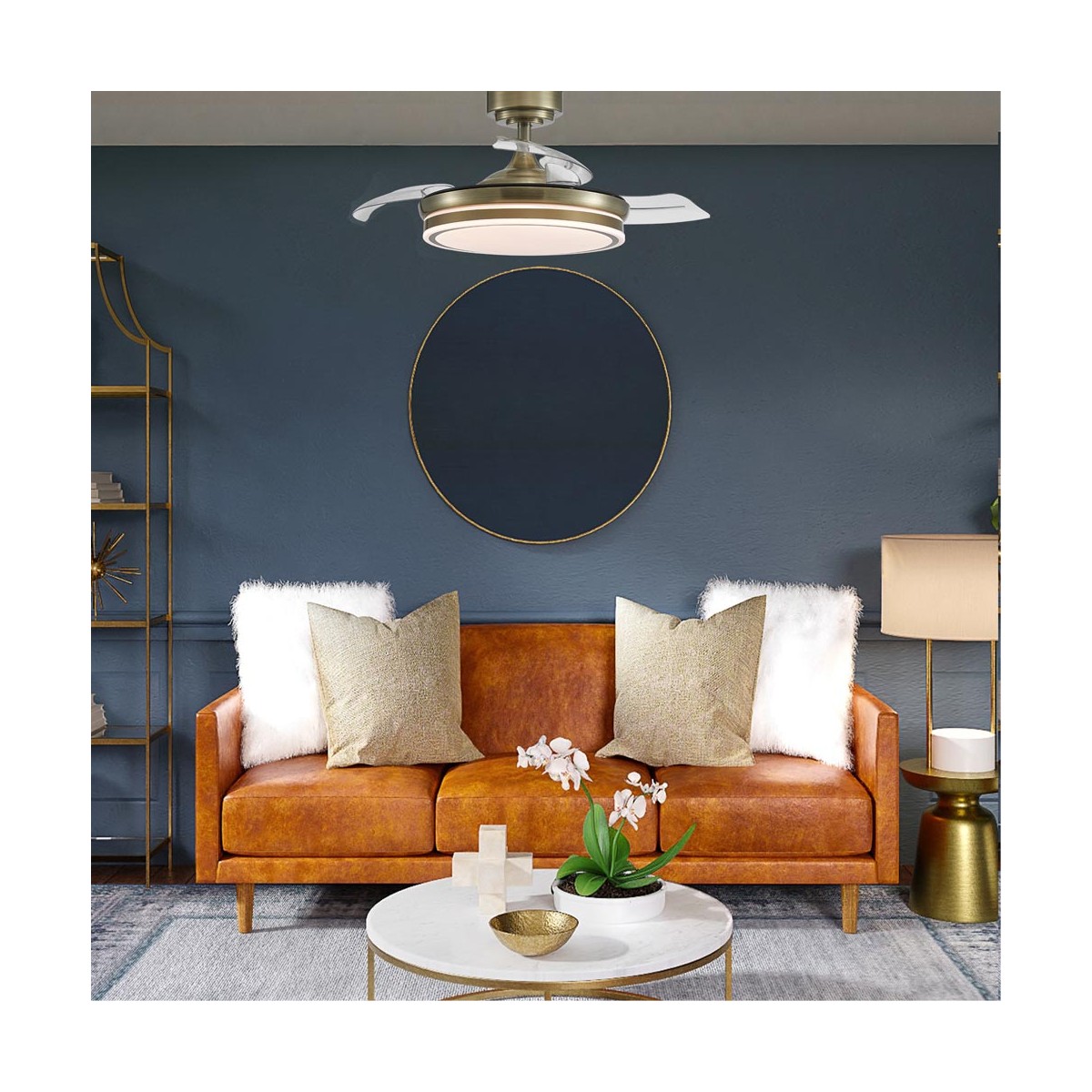 LED Fan Mini Moss Antique Brass 35W 3900 Lm CCT - CristalRecord