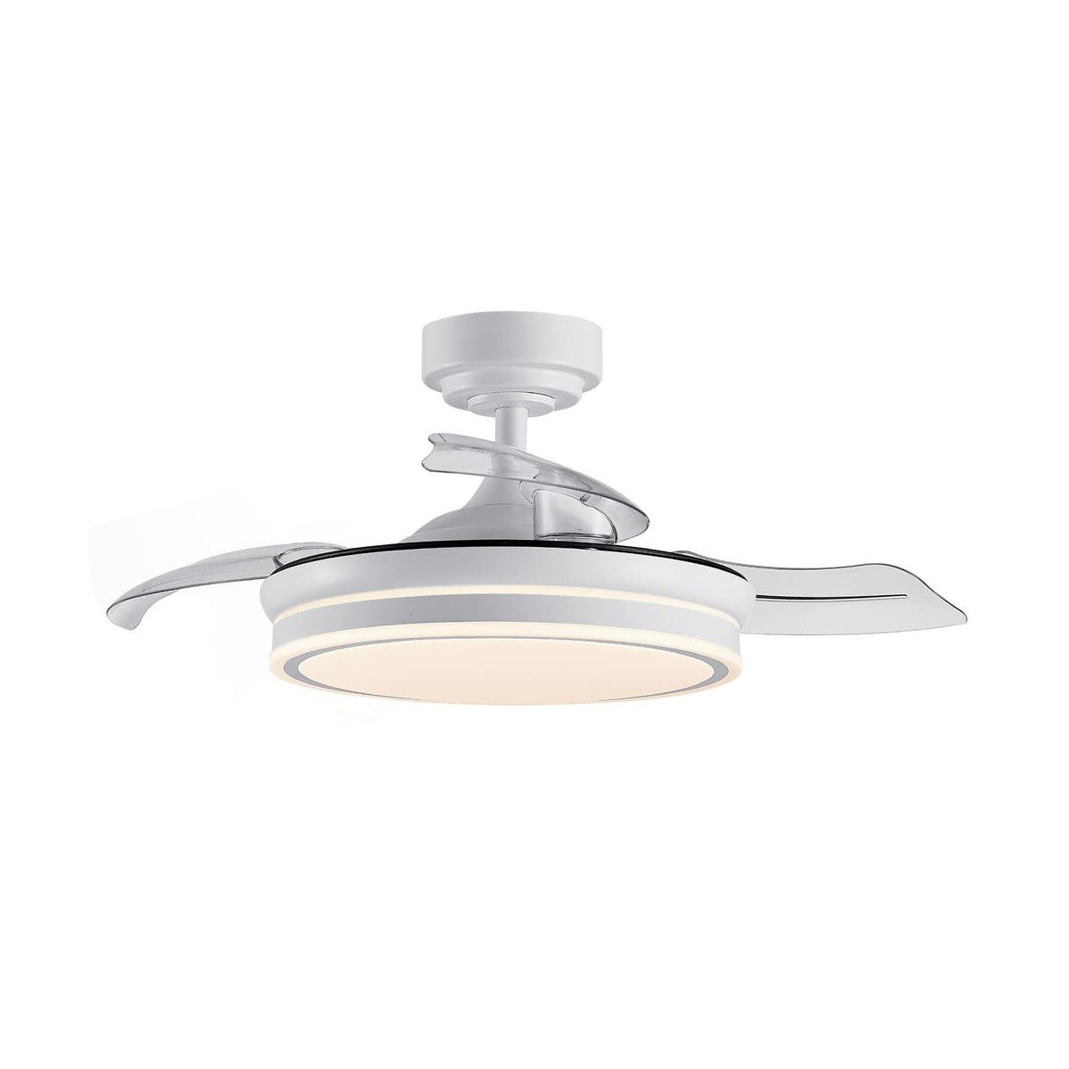 Moss Mini White LED Ceiling Fan 46W 5520Lm CCT Dim - CristalRecord