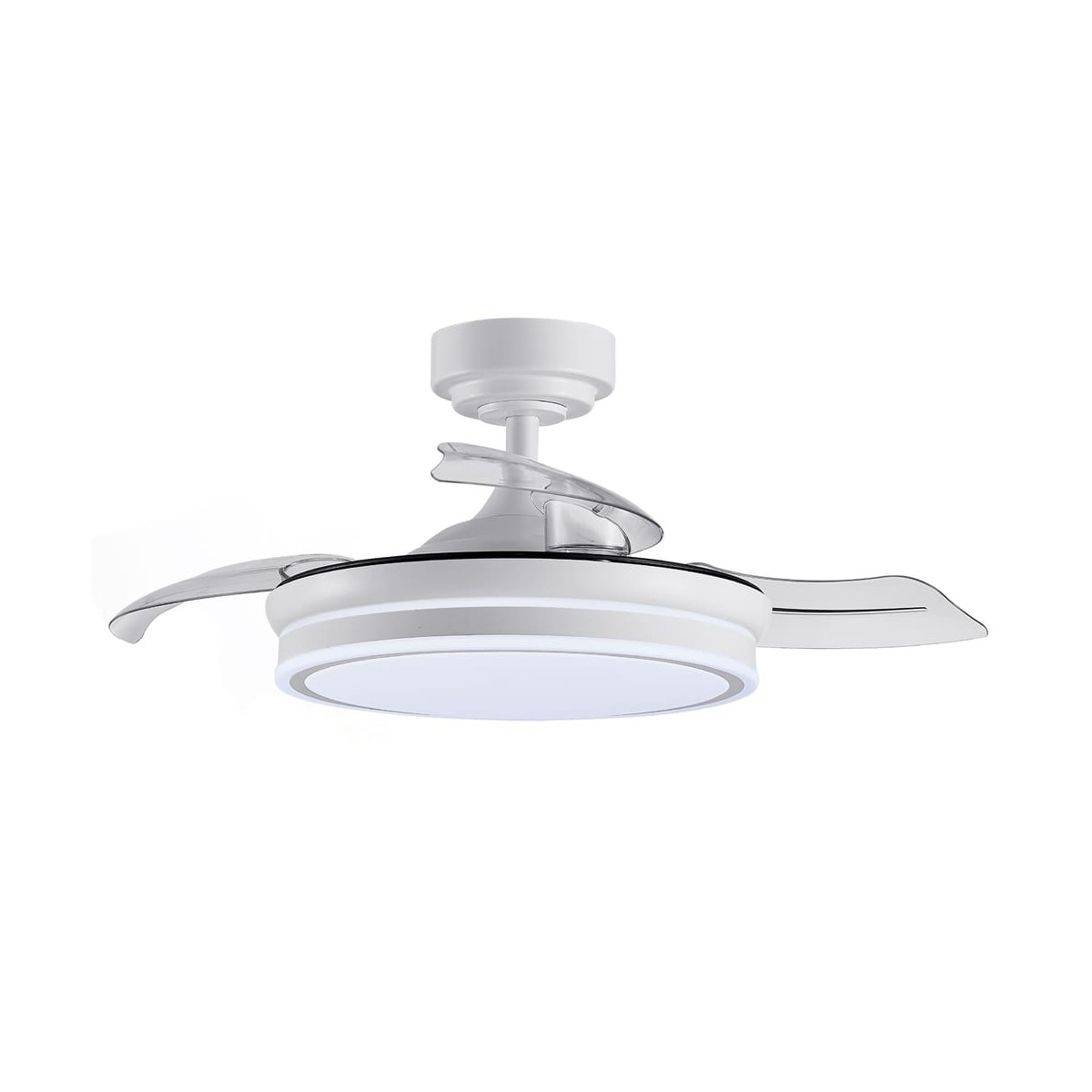 Moss Mini White LED Ceiling Fan 46W 5520Lm CCT Dim - CristalRecord
