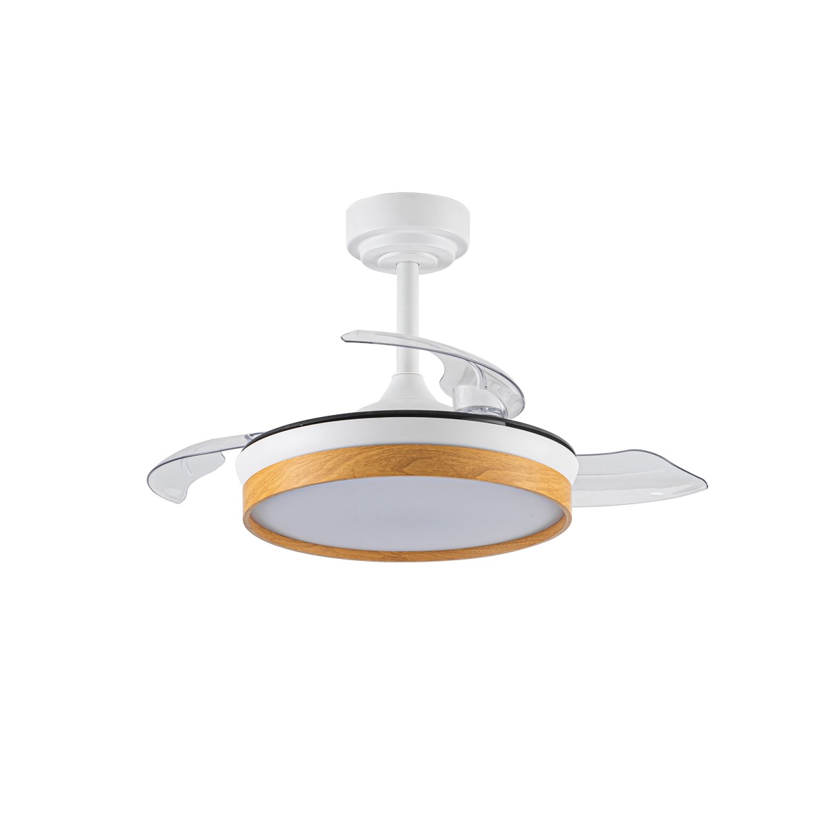 Panam Mini LED Ceiling Fan Retractable Blades 46W 5520Lm CCT Dim Beech ...