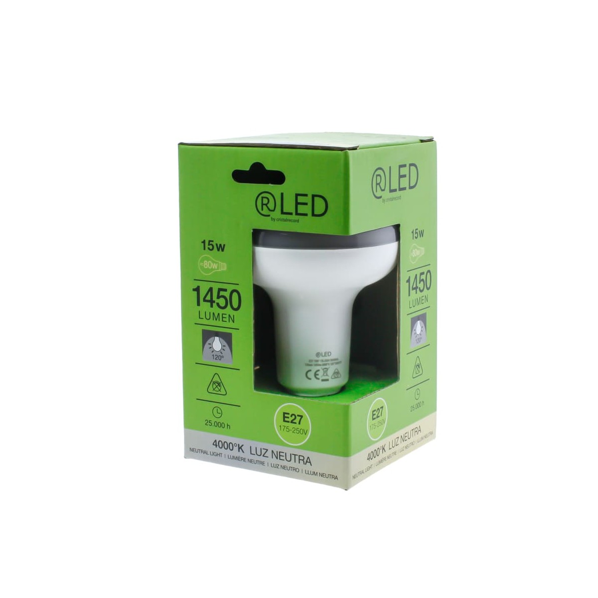 LED Light Bulb R90 E27 15W 4000K 1450Lm - CristalRecord Lighting